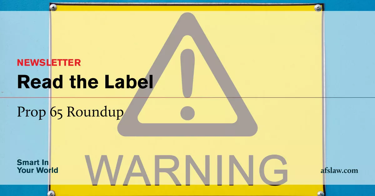 California Proposition 65: OEHHA Publishes Second Modification to ...
